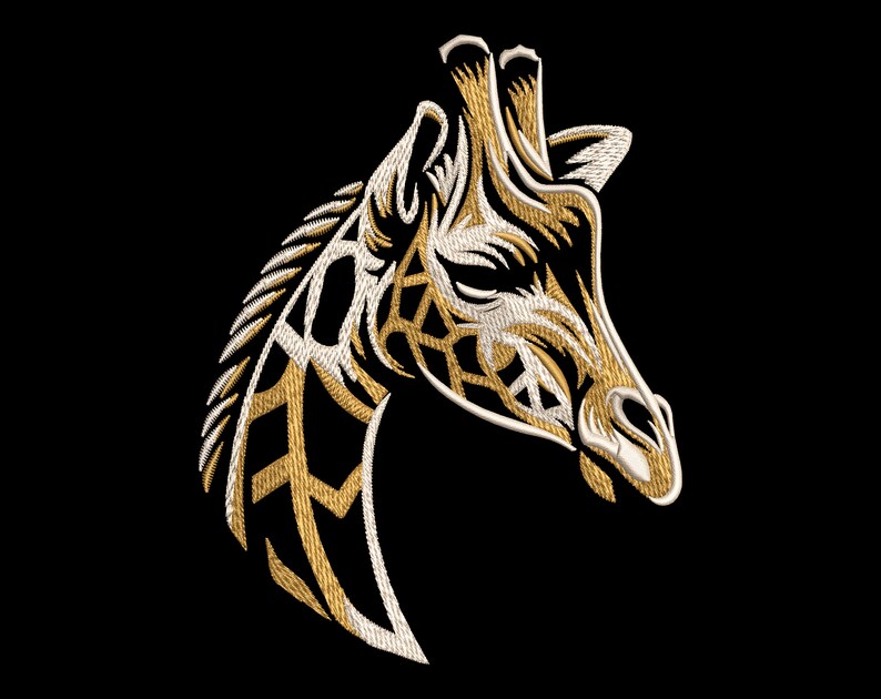 Stylized Giraffe Head Embroidery Design - Elegant African Animal Art ...