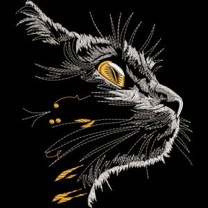 Realistic Black Cat Embroidery Design Bundle - Fierce Eyes Feline Art ...
