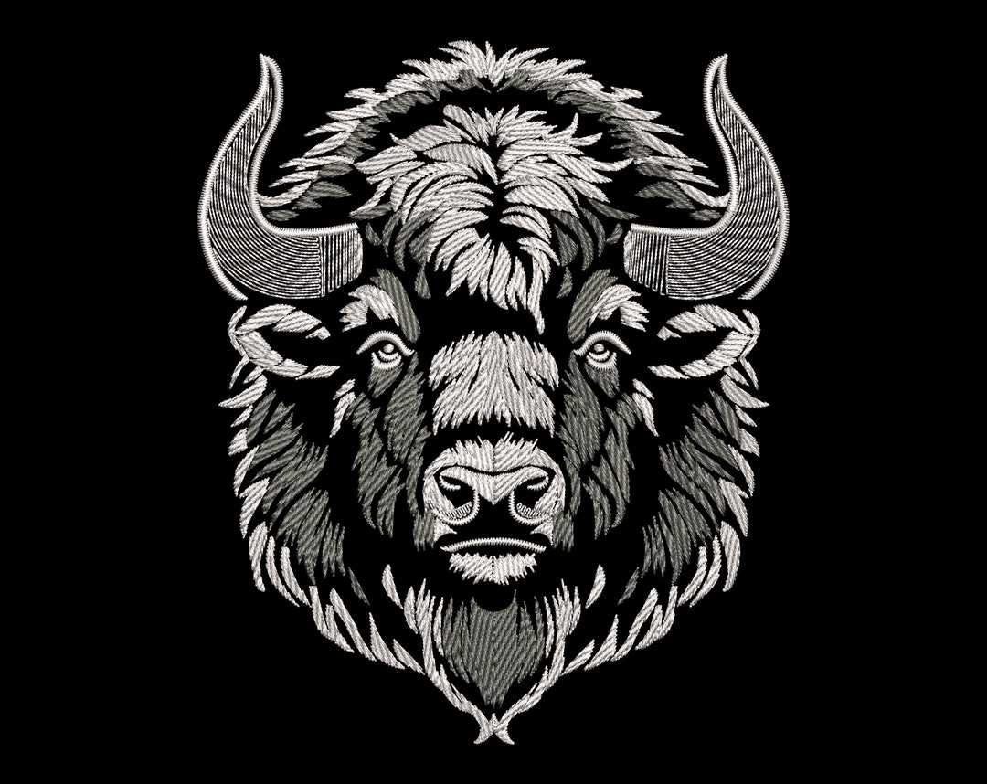 Monochrome Bison Head Embroidery Design - Exquisite Machine Embroidery ...