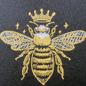 Queen Bee Embroidery Design - Royal Luxurious Insect for Dark Textiles ...