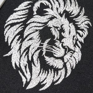 White Lion Head Embroidery Design - African King Face for Dark Textiles ...
