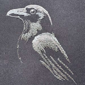 Elegant Crow Embroidery Design - Detailed Bird Art for Dark Fabrics, Gothic Raven Machine ...