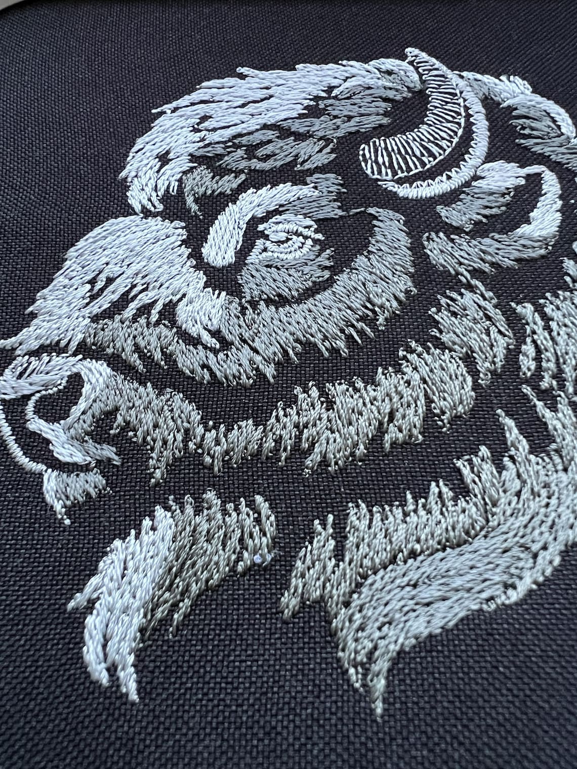 Monochrome Bison Head Embroidery Design - Majestic Wild Animal Machine ...