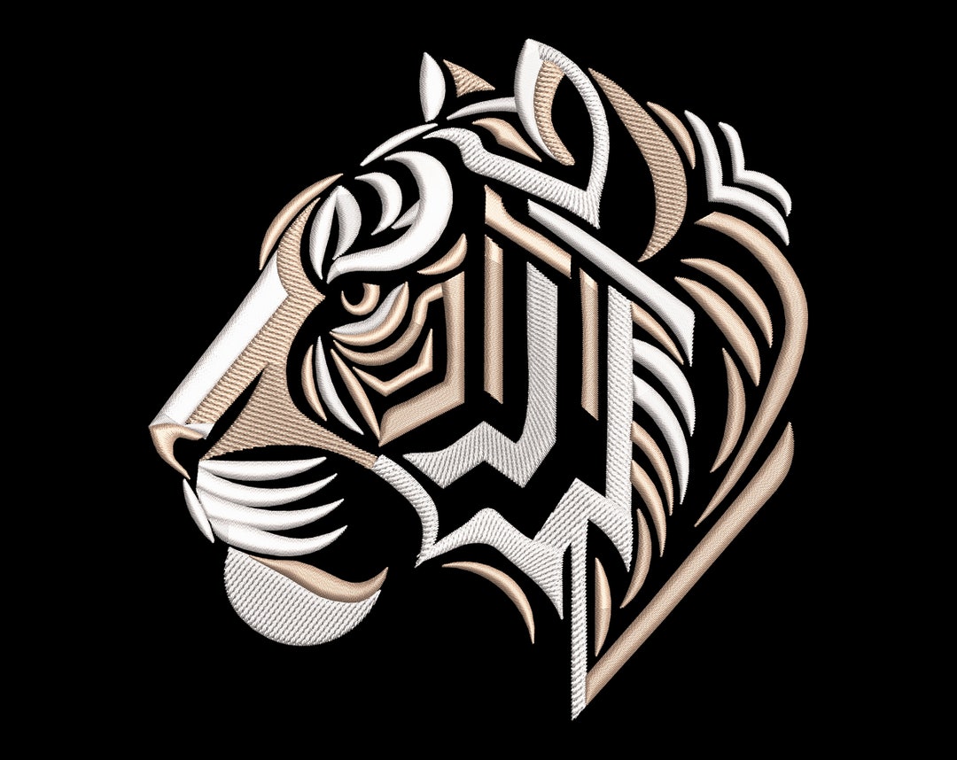Geometric Tiger Head Embroidery Design - Abstract Feline Pattern for ...