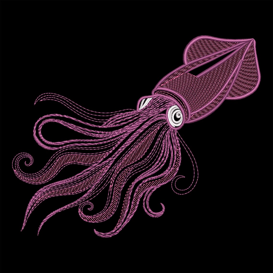 Squid Embroidery Design – Ocean Wildlife Pattern, Nautical Marine ...