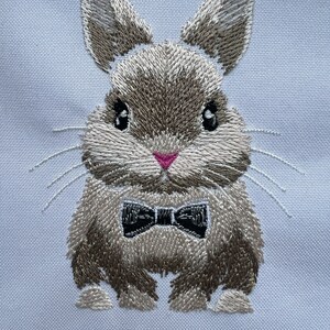 Dapper Bunny Boy Embroidery Design - Fill Stitch Cute Rabbit With Bow ...