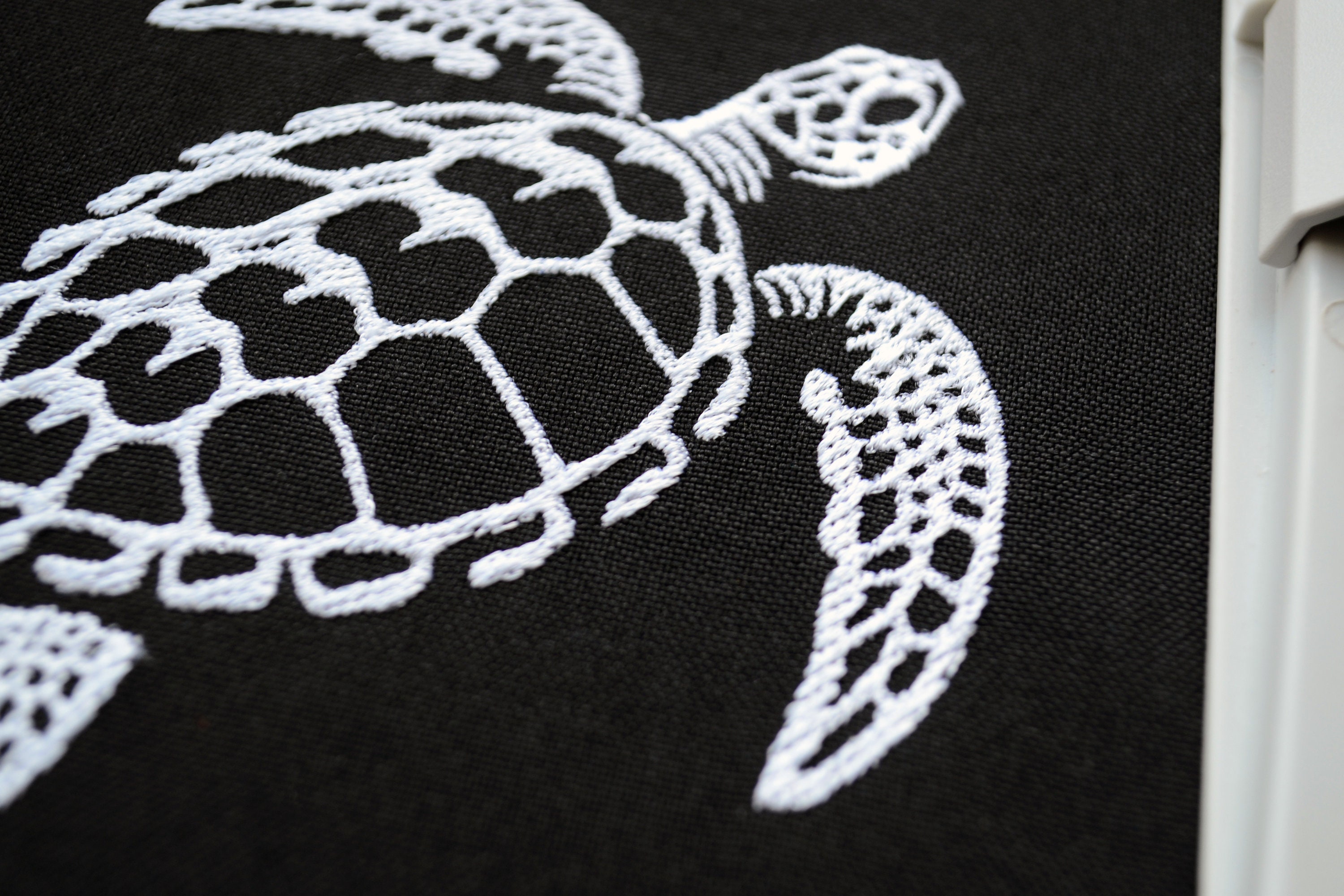 Sea Turtle Embroidery Design Oceanic Wildlife Pattern for Black Fabric ...