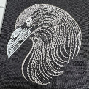 Raven Embroidery Design – Detailed Bird of Prey Pattern, Gothic ...