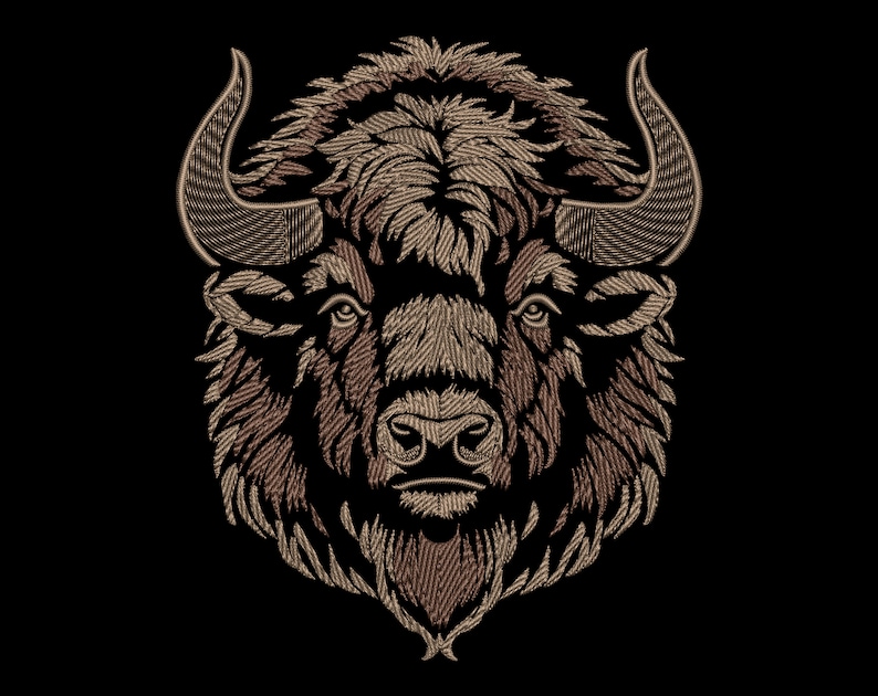 Monochrome Bison Head Embroidery Design - Exquisite Machine Embroidery ...