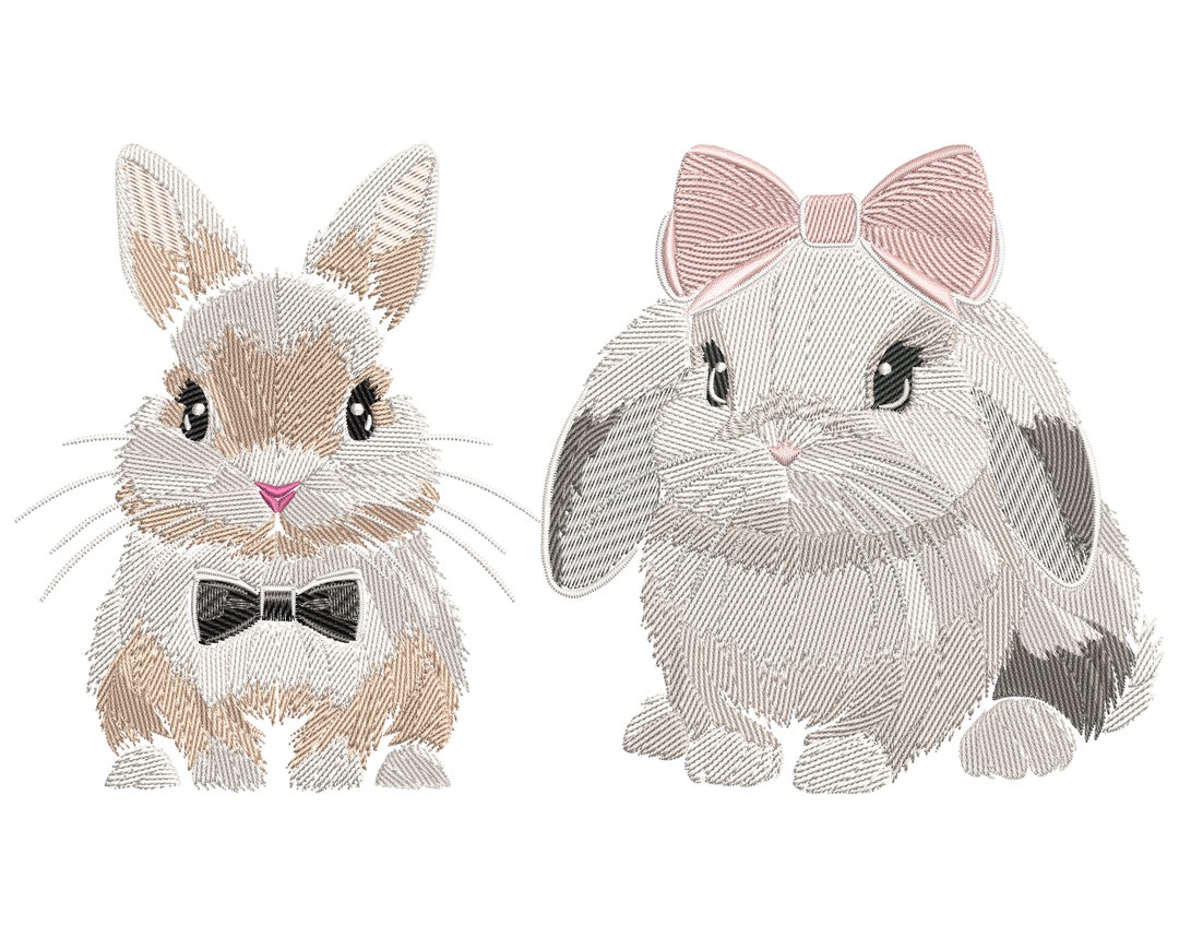 Elegant Bunnies Embroidery Designs Bundle - Gentleman and Lady Rabbit ...