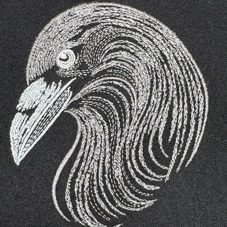 Raven Embroidery Design – Detailed Bird of Prey Pattern, Gothic ...