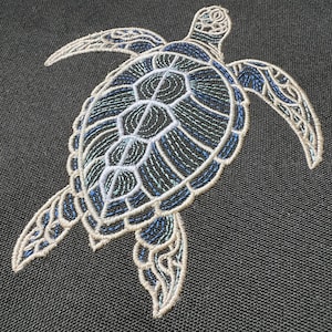 Shining Turtle Embroidery Design, Aquatic Vibes Pattern for Dark ...