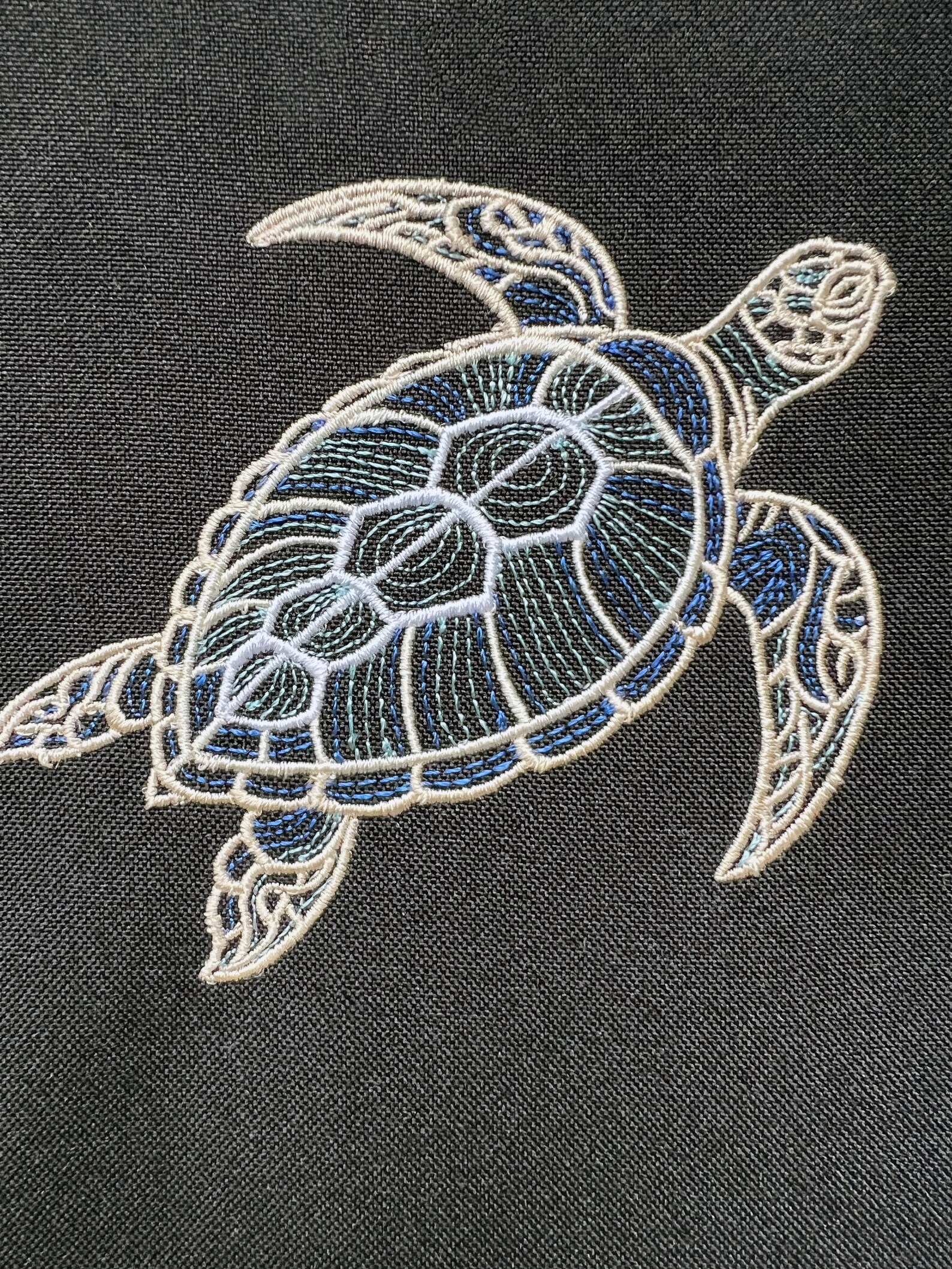 Shining Turtle Embroidery Design, Aquatic Vibes Pattern for Dark ...
