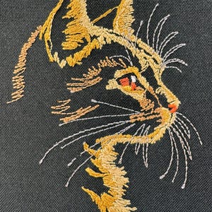 Cat Embroidery Design – Realistic Feline Profile, Elegant Pet Digital ...