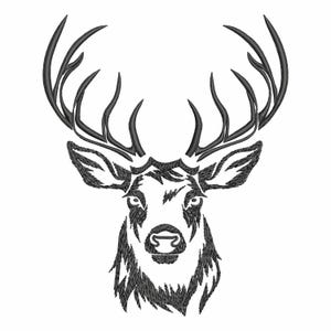 Majestic Deer Head Embroidery Design – Elegant Wildlife Pattern, Nature ...