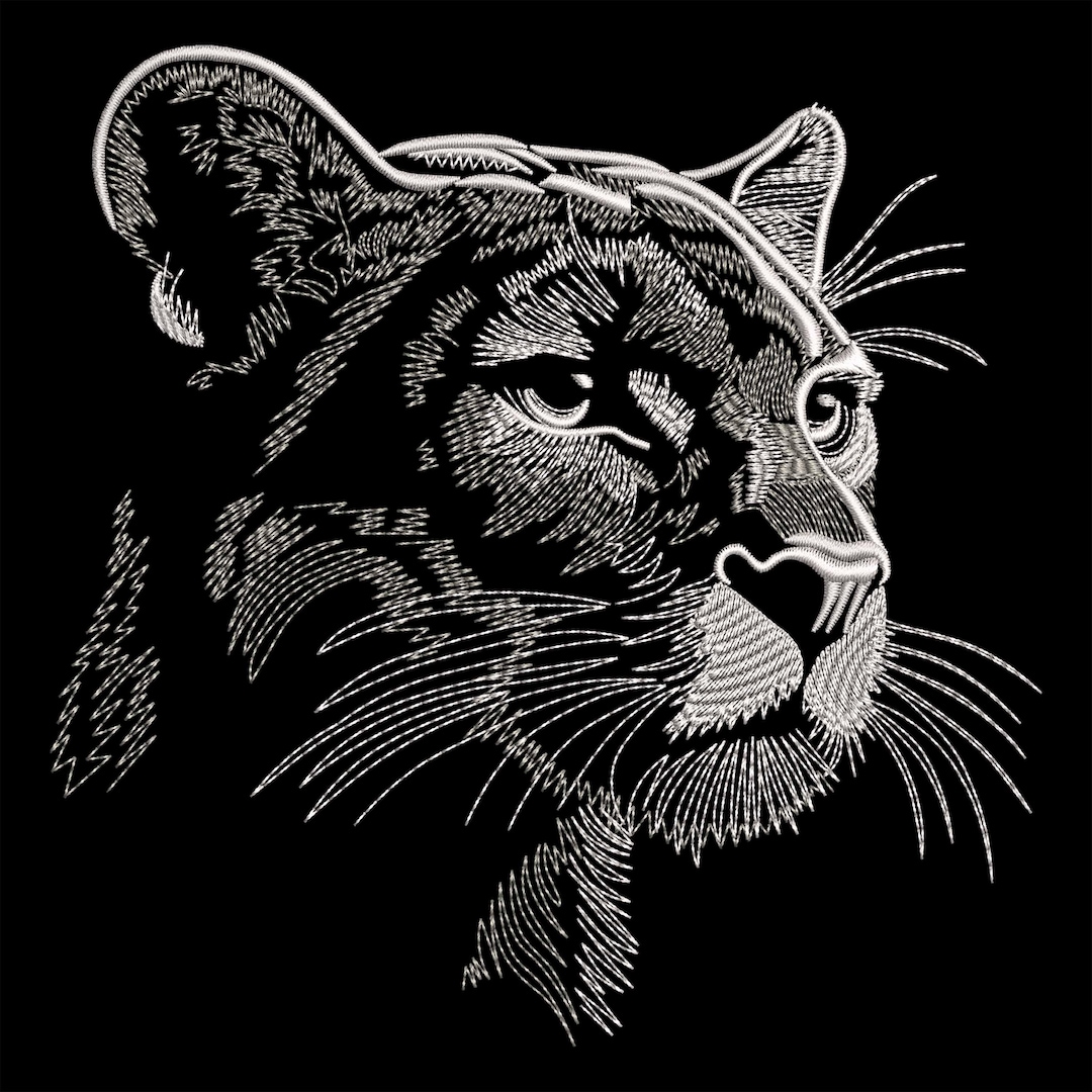 Majestic Panther Embroidery Design - Detailed Big Cat PES File, Wild ...