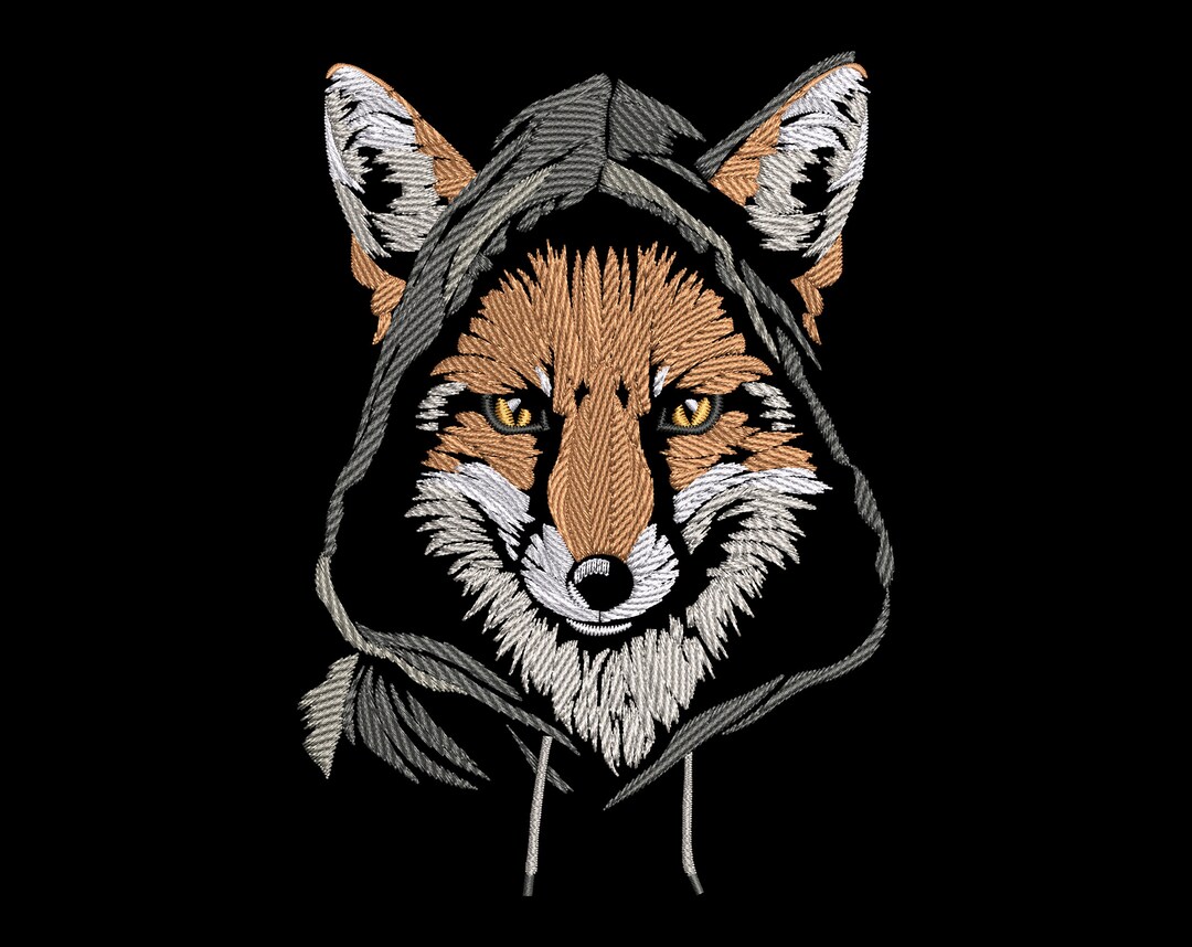 Fox in Hoodie Embroidery Design – Stylish and Unique Animal Pattern ...
