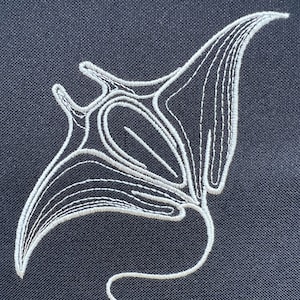 Sleek Manta Ray Embroidery Design - Stingray Minimalist Line Art ...