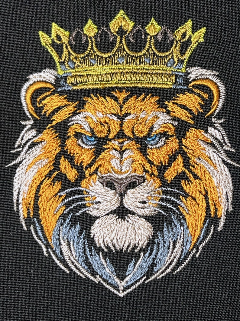 Regal Lion King Embroidery Design - Noble Jungle Monarch With Crown for ...