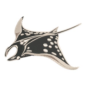 Elegant Manta Ray Embroidery Design – Stingray Pattern, Oceanic ...