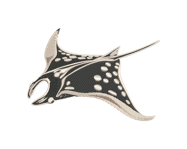 Elegant Manta Ray Embroidery Design – Stingray Pattern, Oceanic ...