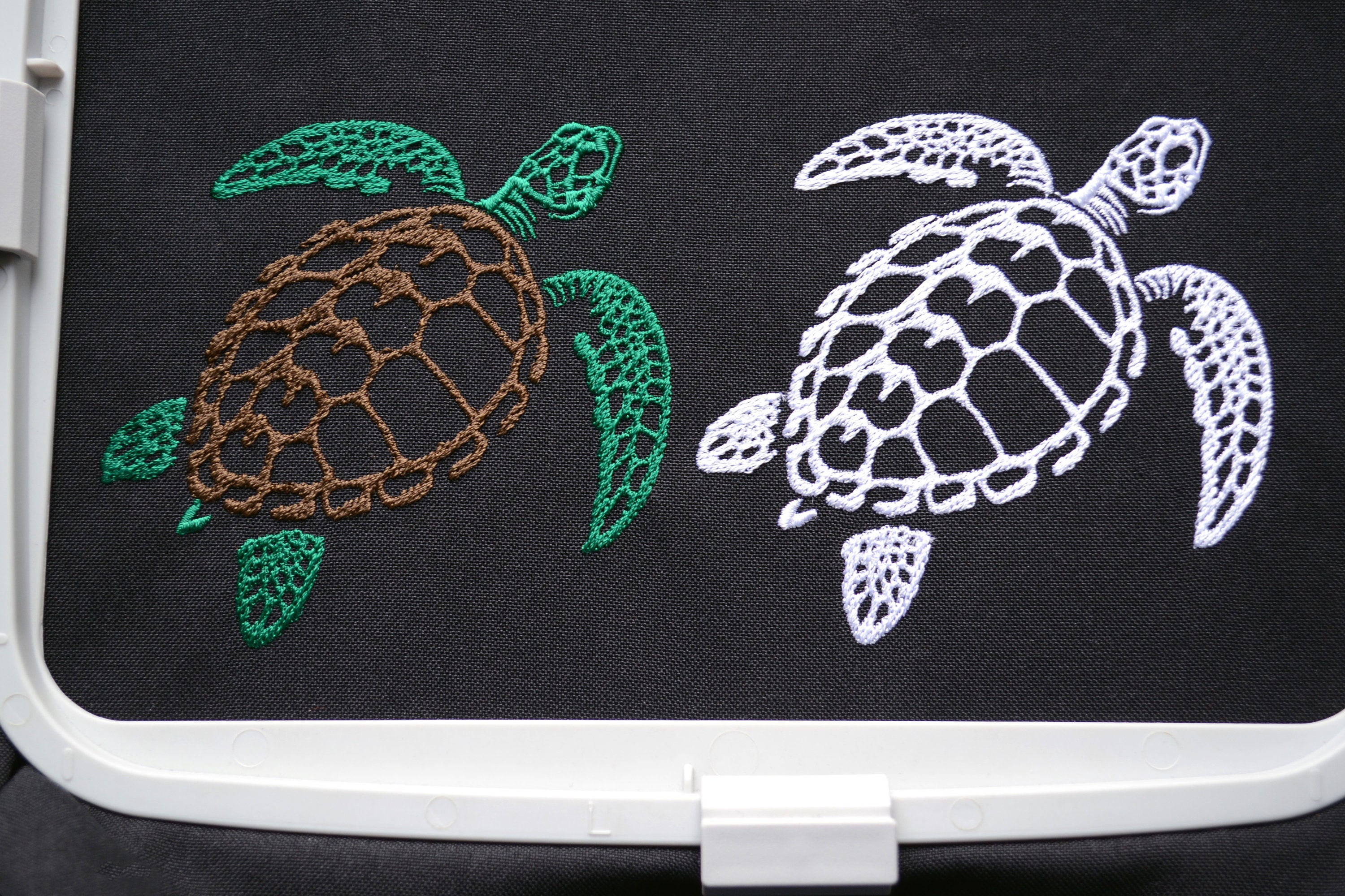 Marine Turtle Embroidery Design Ocean-inspired Pattern for Black Fabric ...