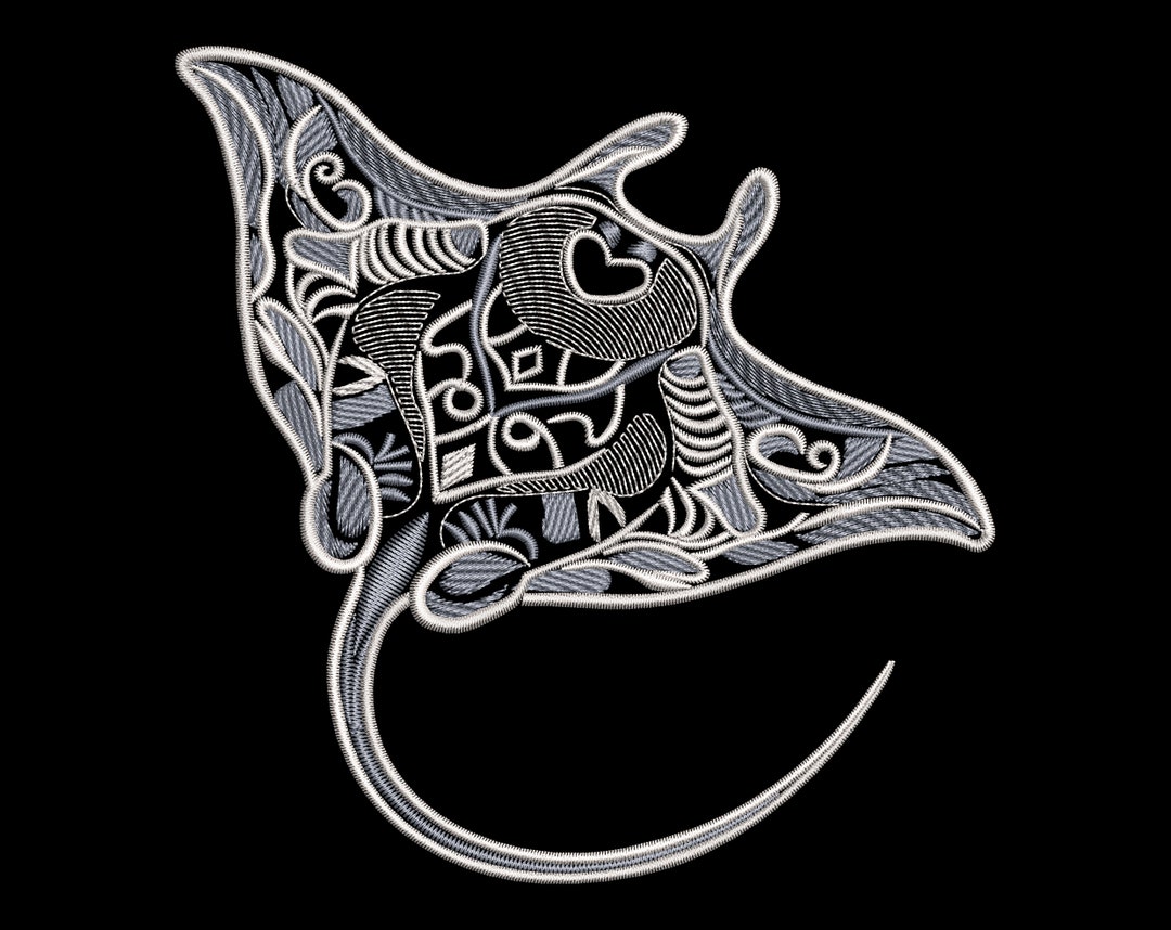 Elegant Manta Ray Embroidery Design - Oceanic Stingray Pattern for ...