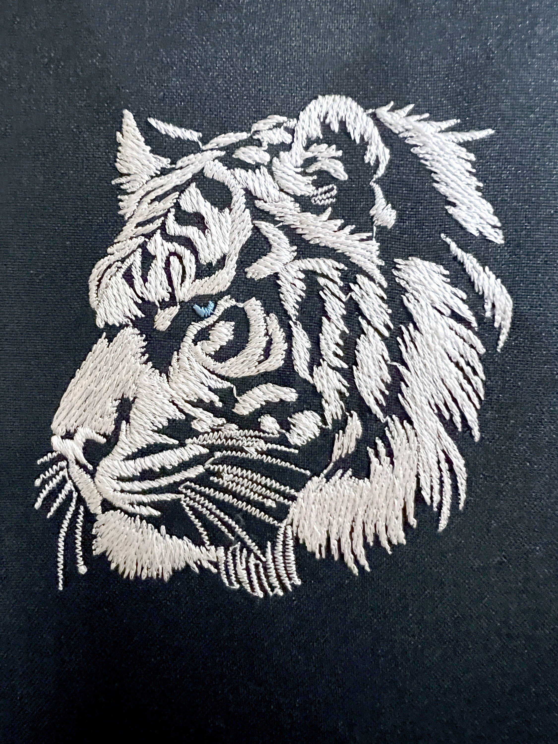 Majestic Tiger Head Embroidery Design Exotic Wildlife Pattern for Dark ...