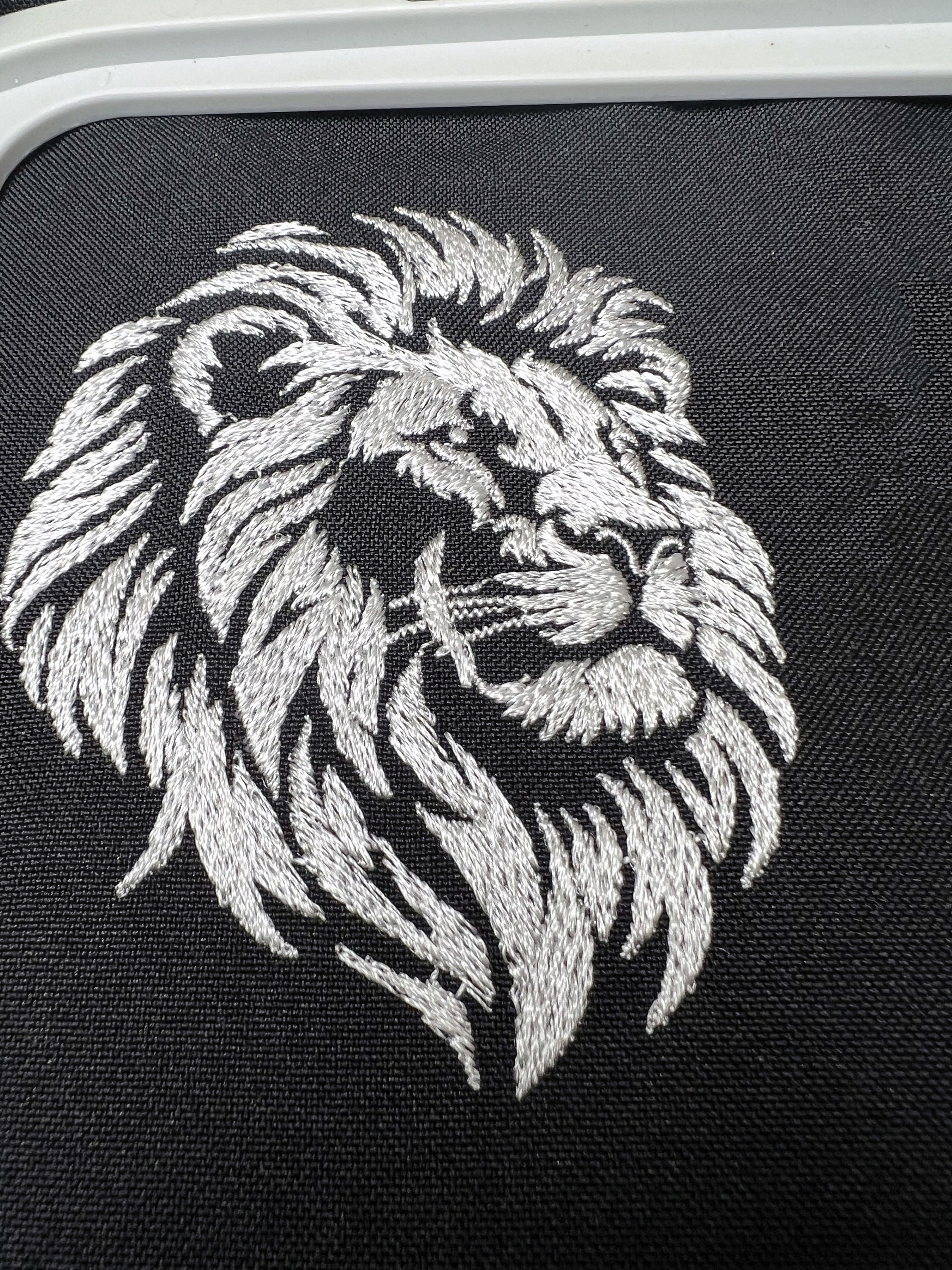 White Lion Head Embroidery Design African King Face for Dark Textiles ...
