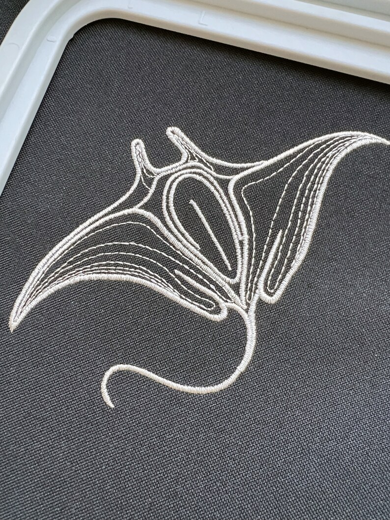 Sleek Manta Ray Embroidery Design - Stingray Minimalist Line Art ...