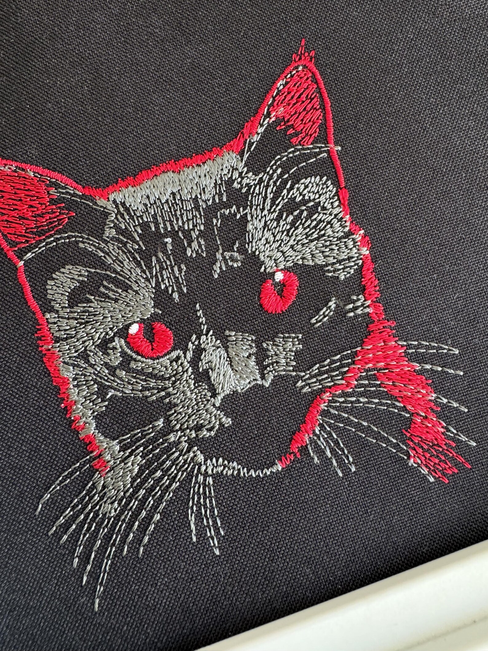 Gothic Cat Embroidery Design - Black Cat With Red Accents PES File ...