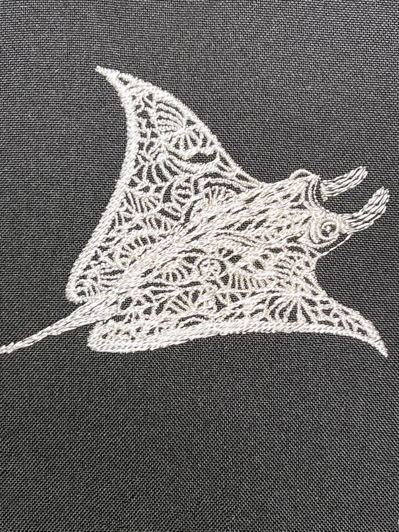 Majestic Manta Ray Embroidery Design - Oceanic Lace Stingray Pattern ...