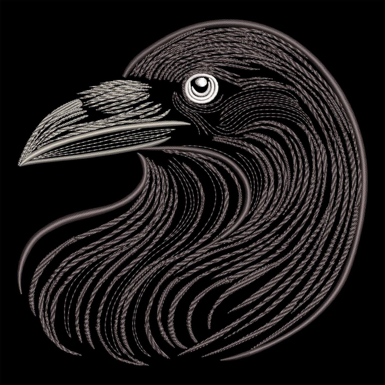 Raven Embroidery Design – Detailed Bird of Prey Pattern, Gothic ...
