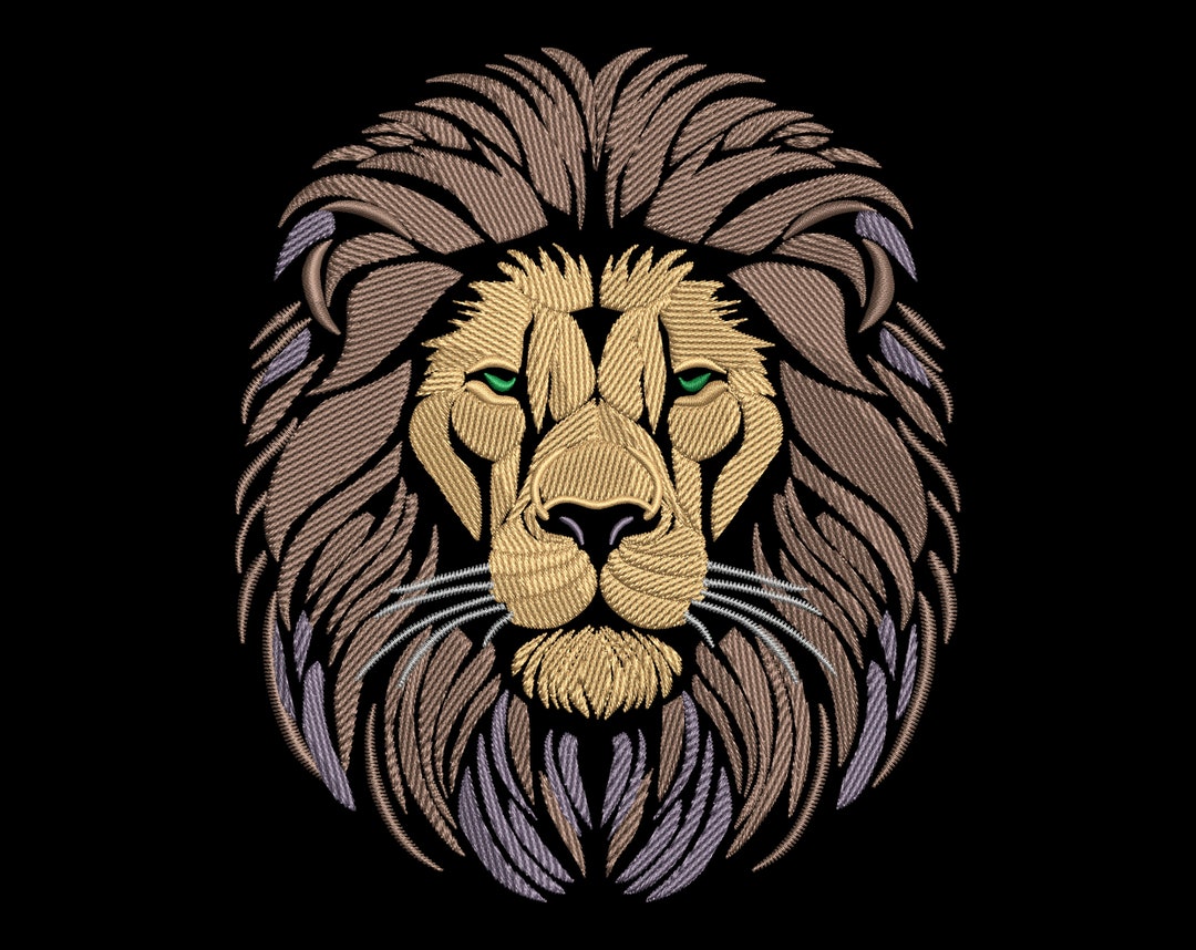 Sovereign Lion Embroidery Design - Royal Feline Majesty for Dark ...