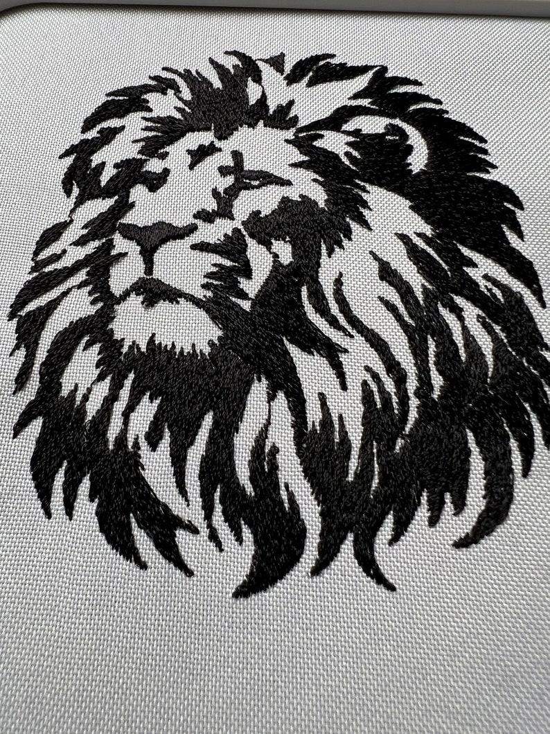 Monochrome Lion Embroidery Design Black and White Majestic King ...