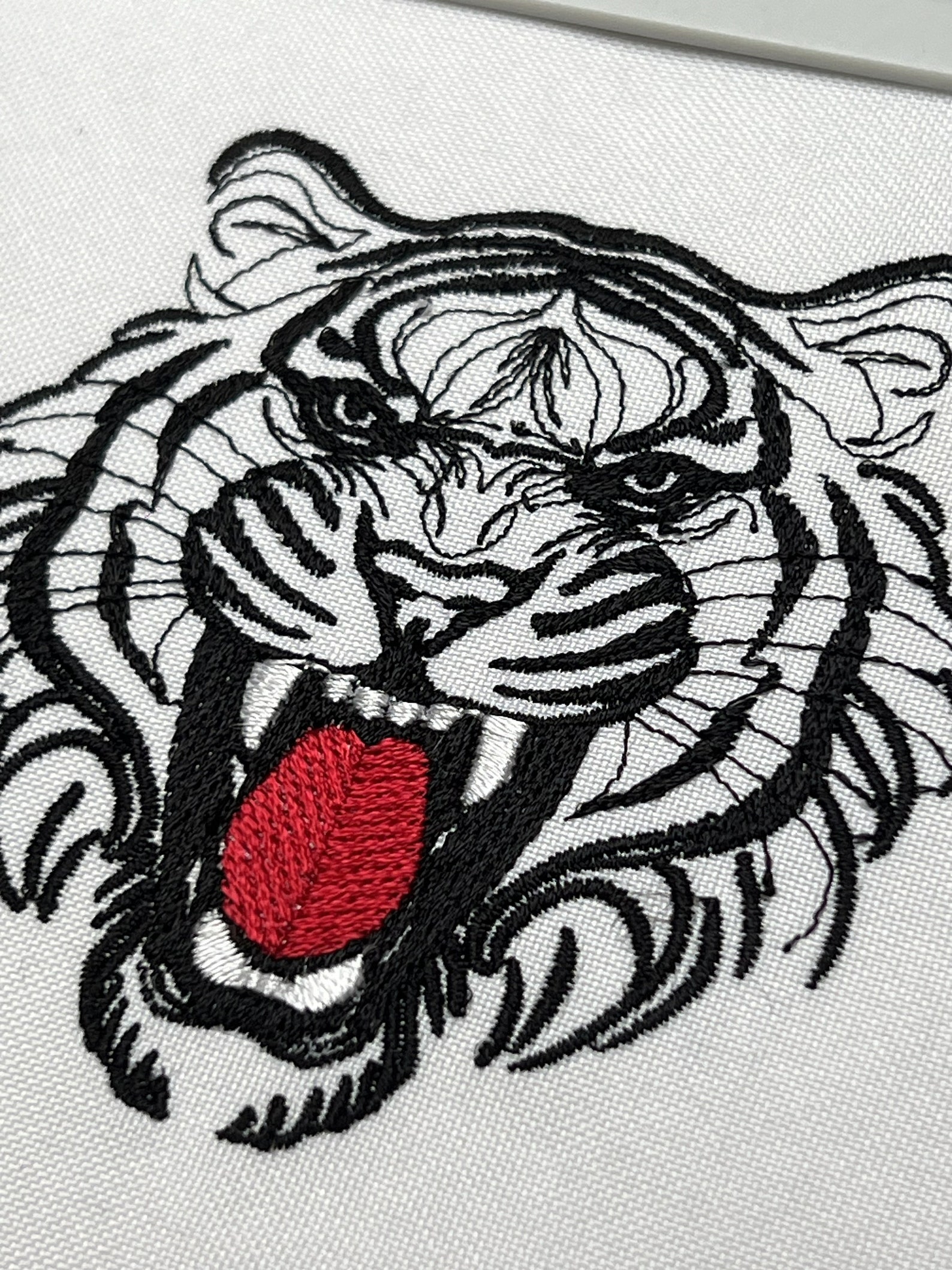 Roaring Tiger Head Embroidery Design - Fierce Jungle Predator for White ...