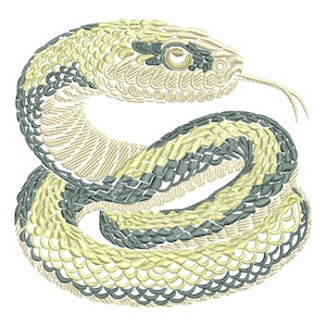 Realistic Snake Embroidery Design – Coiled Serpent Pattern for Wildlife ...