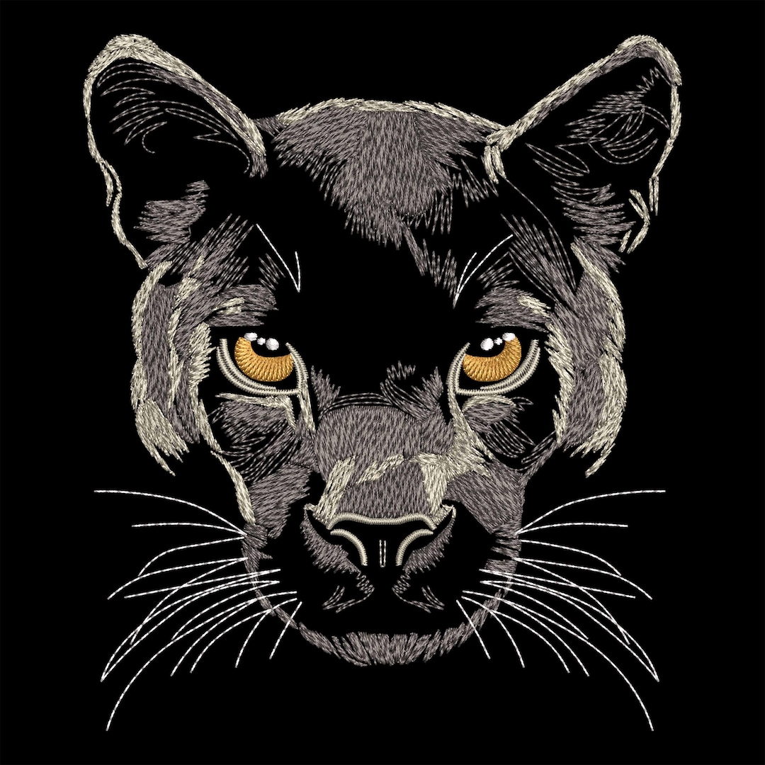 Black Panther Head Embroidery Design - Fierce Panther Embroidery ...
