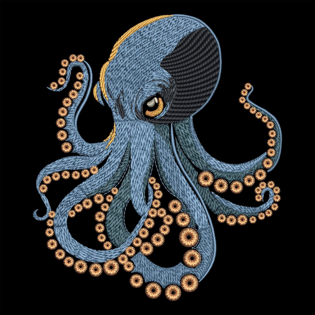 Bright Octopus Embroidery Design – Nautical Ocean Animal Tentacle ...
