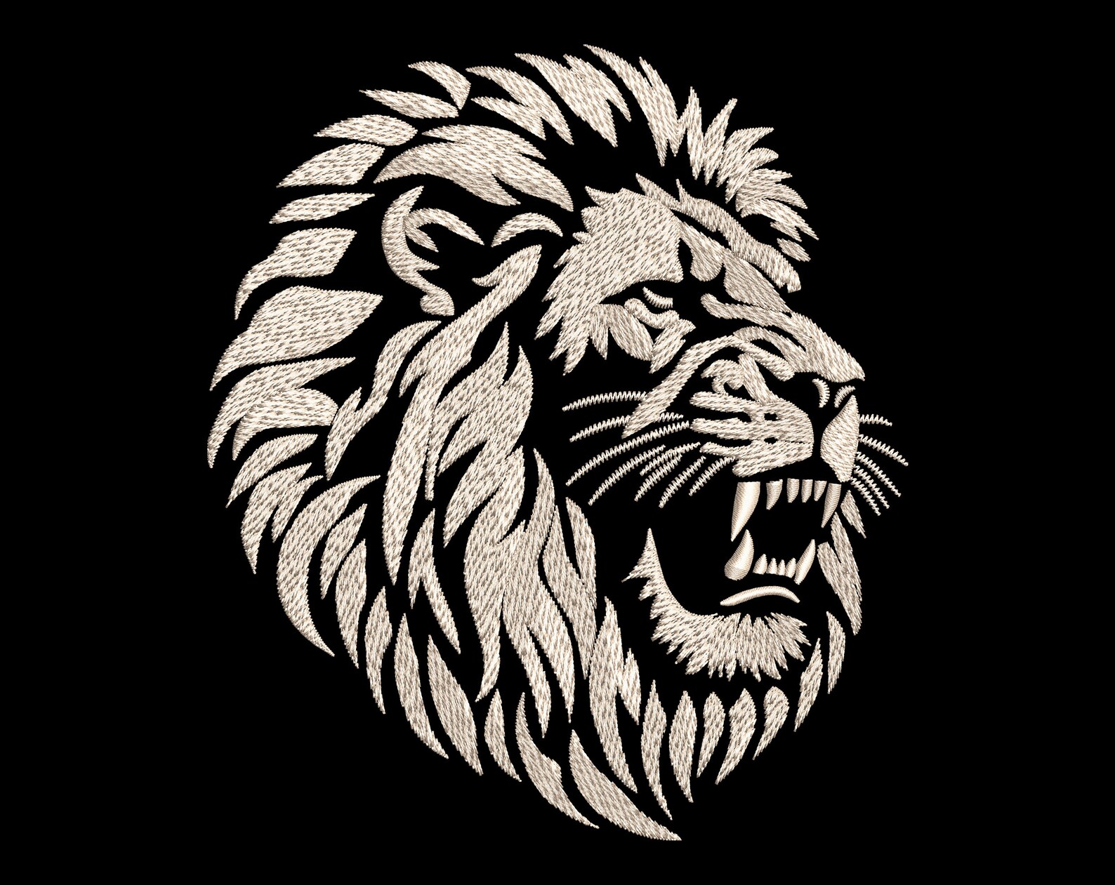 Fierce Lion Head Embroidery Design - Royal Angry Feline for Dark ...