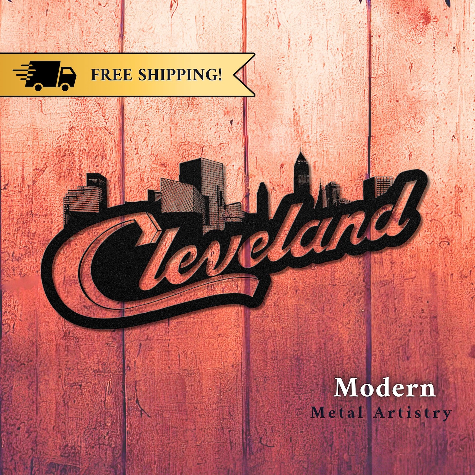 Cleveland Skyline Metal Art Home Decor Steel Sign Cleveland Gift for ...