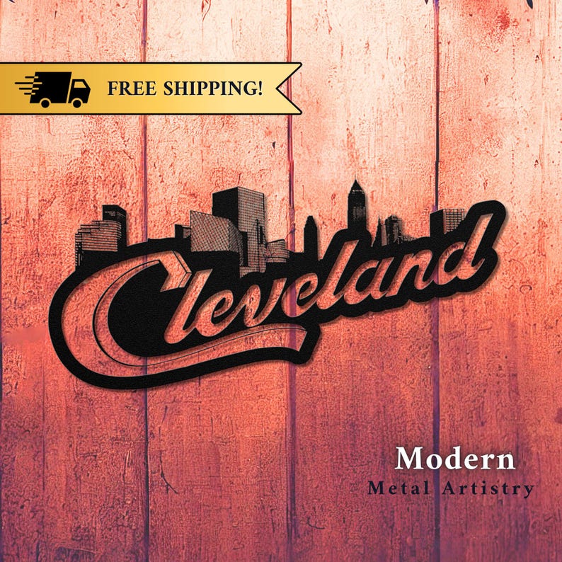 Cleveland Skyline Metal Art Home Decor Steel Sign Cleveland Gift for ...