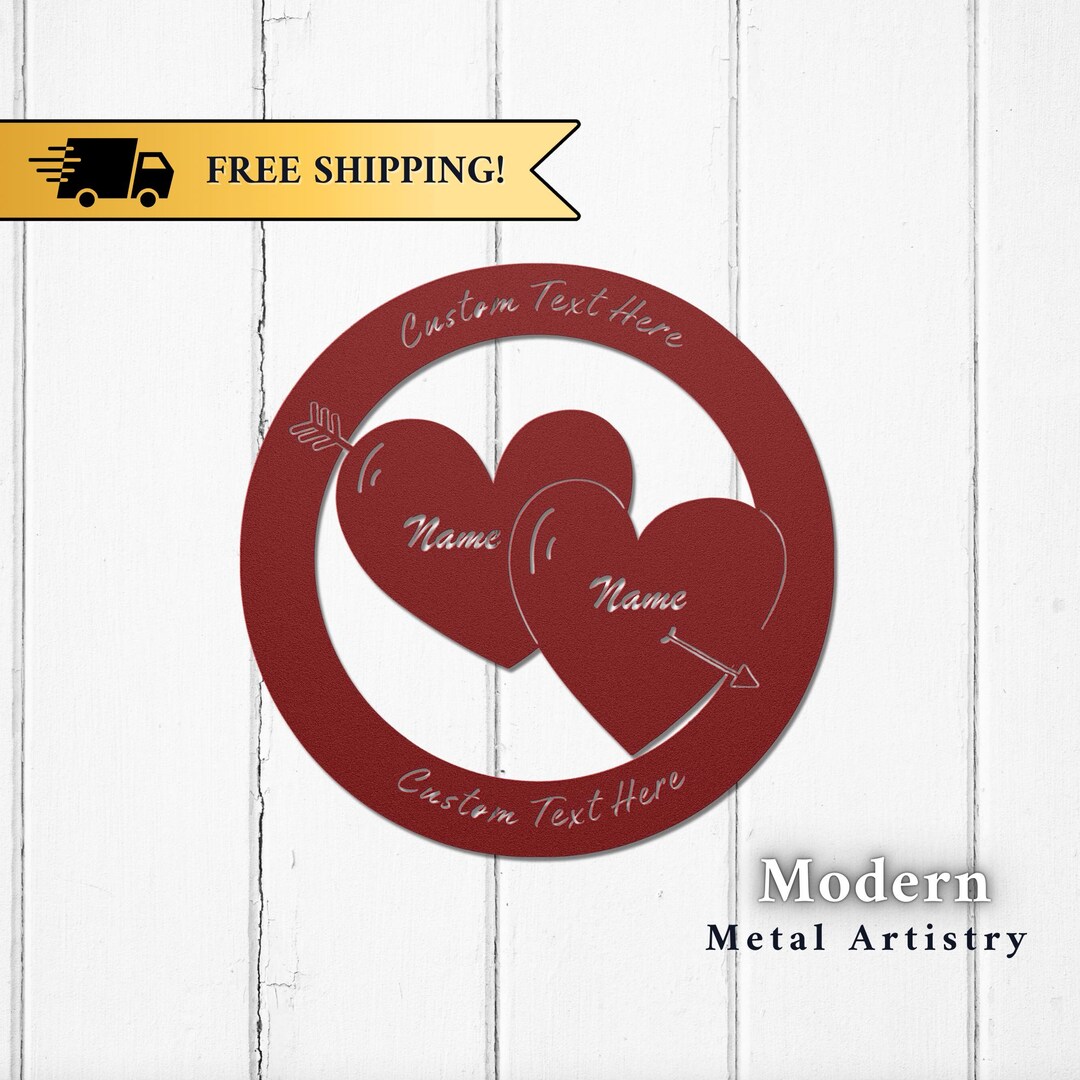Personalized Hearts Metal Art - Custom Steel Sign - Unique Gift for Him ...