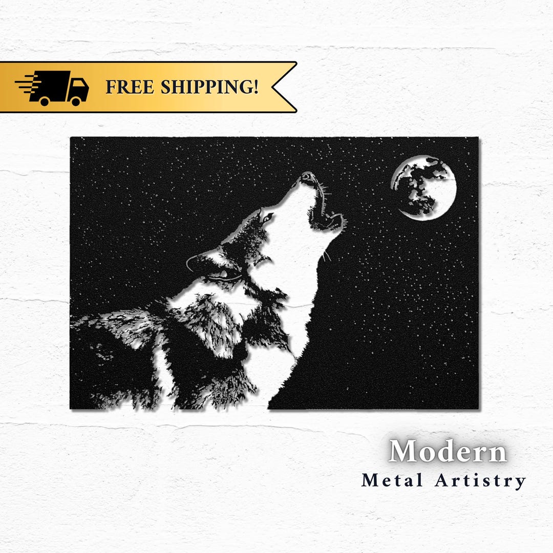 Howling Wolf Metal Art (personalized Upon Request) - Wildlife Metal ...