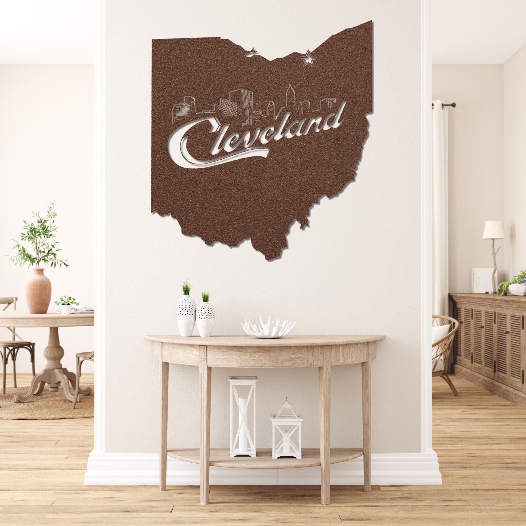 Cleveland Ohio Metal Art - Custom Steel Sign - Personalized Metal Wall ...
