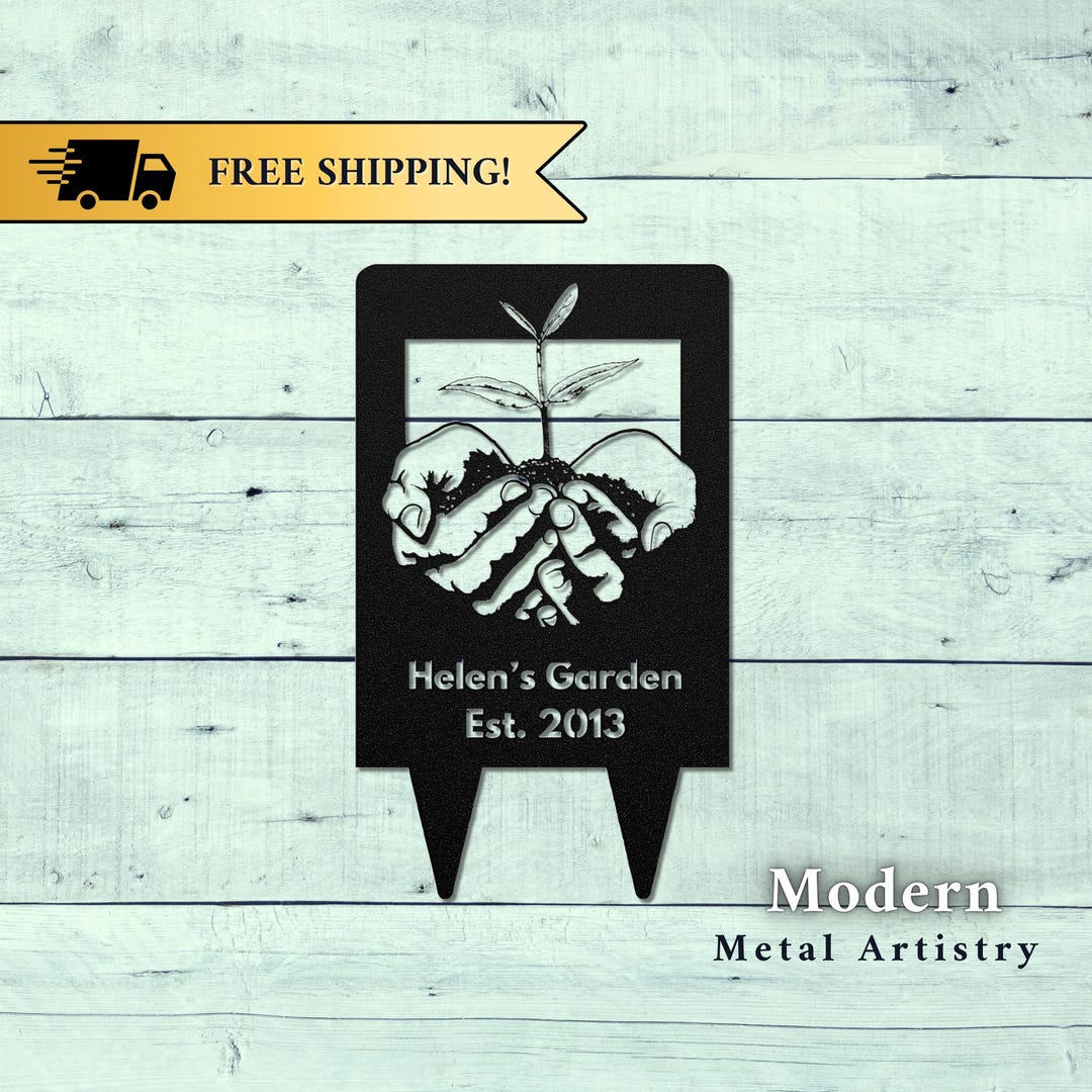 Personalized Metal Garden Sign - Gardening Metal Decor With Stakes ...