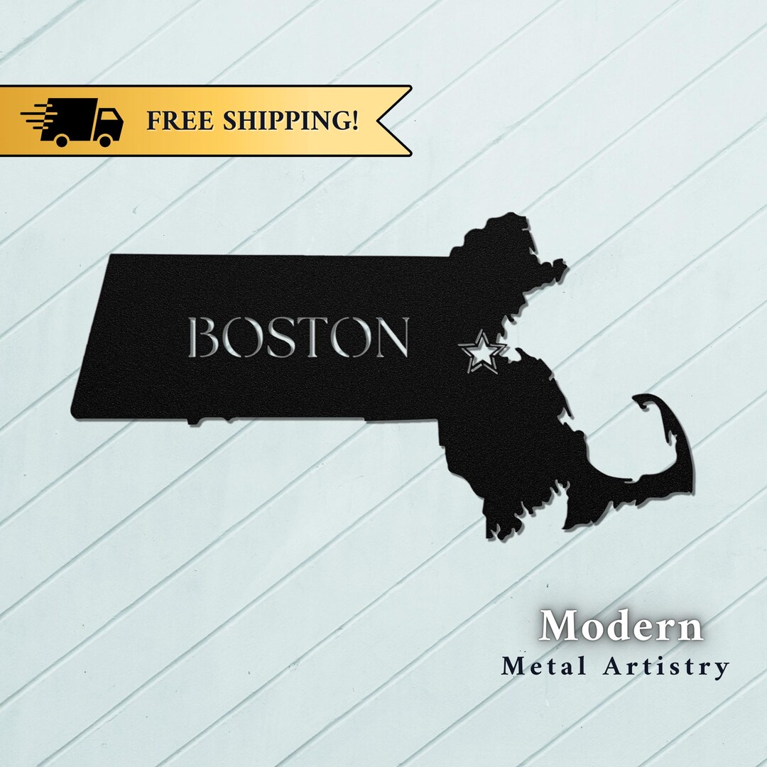 Massachusetts Metal Art - Custom Steel Sign - Personalized Metal Wall ...