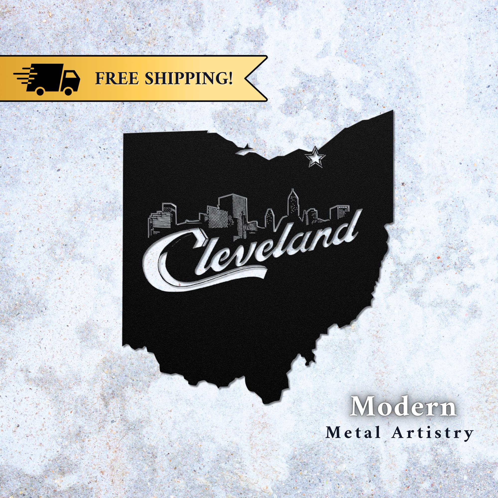 Cleveland Ohio Metal Art - Custom Steel Sign - Personalized Metal Wall ...