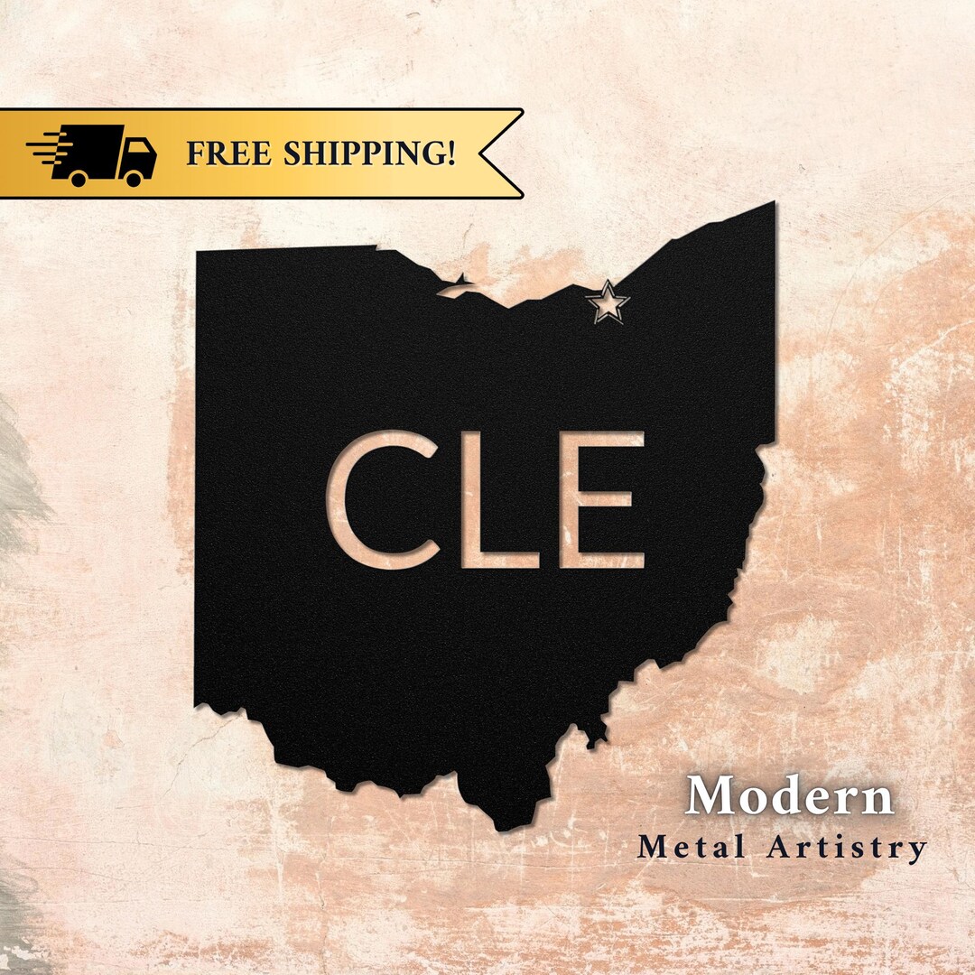 Cleveland Ohio Metal Art - Custom Steel Sign - Personalized Metal Wall ...