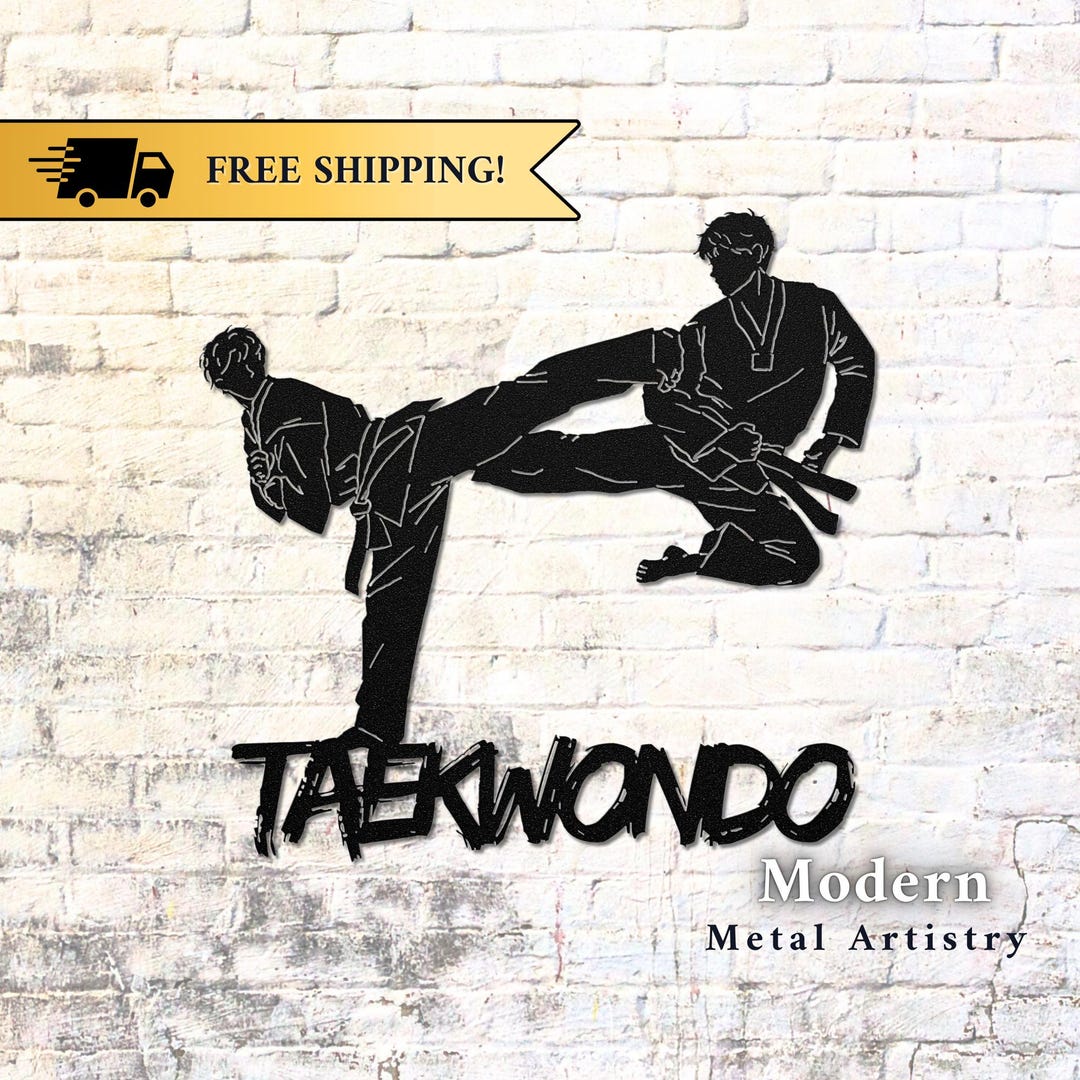 Taekwondo Metal Art - Martial Artist Steel Sign - Custom Metal Decor ...